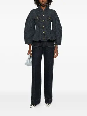 GANNI Cotton Denim Jacket - Multicolor