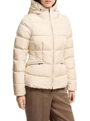 Moncler Short Down Jacket With Hood - Cream