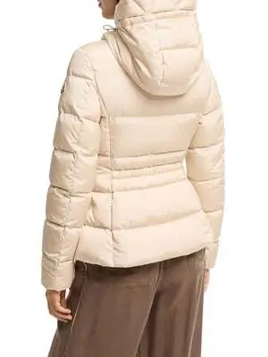 Moncler Short Down Jacket With Hood - Cream
