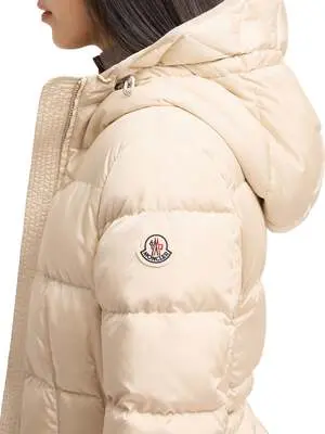 Moncler Short Down Jacket With Hood - Cream