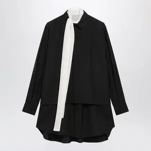 Sacai Wool-blend Mini Shirt Dress - Black