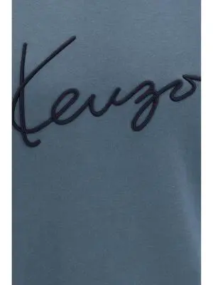 Kenzo Signature Embroidered Cotton Sweatshirt - Blue
