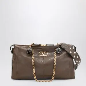 Valentino Garavani Panthea Bag In Tundra-colored Nappa Leather With Chevron Pattern - Green
