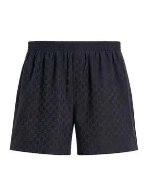 Gucci Gg Jacquard Silk Shorts - Blue