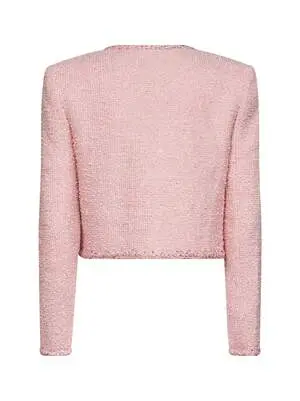 SELF-PORTRAIT Pink Bouclé Jacket With Braided Trimmings