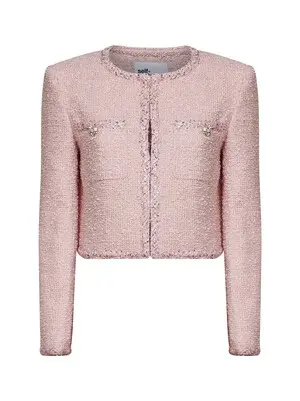 SELF-PORTRAIT Bouclé Cropped Jacket - Multicolor
