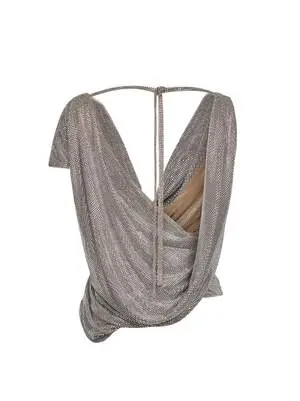 Giuseppe Di Morabito Silver Crystal Asymmetric Draped Top