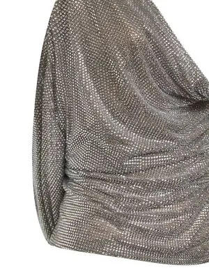 Giuseppe Di Morabito Silver Crystal Asymmetric Draped Top