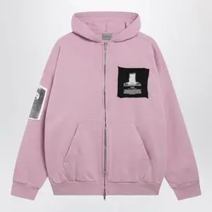 Balenciaga Antique Cotton Jersey Zip-up Hoodie - Pink