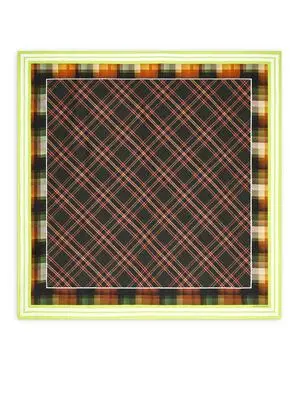 Dries Van Noten Dries Van Noten Women Square Silk Scarf With A Contrasting Check Pattern Yellow