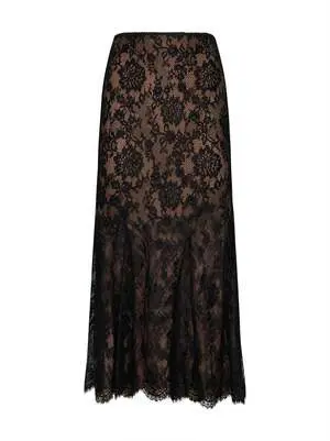 SELF-PORTRAIT Black Lace Midi Skirt - Multicolor