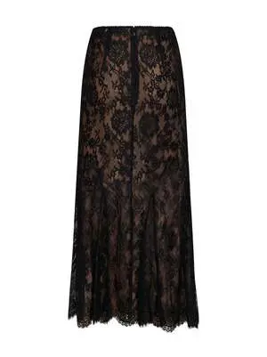 SELF-PORTRAIT Black Lace Midi Skirt