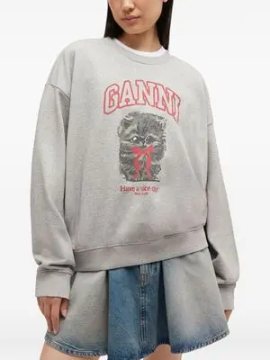 GANNI Margot Kitty Organic Cotton Sweatshirt - Multicolor