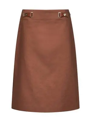 Fendi Brown Linen And Cotton Midi Skirt - Multicolor