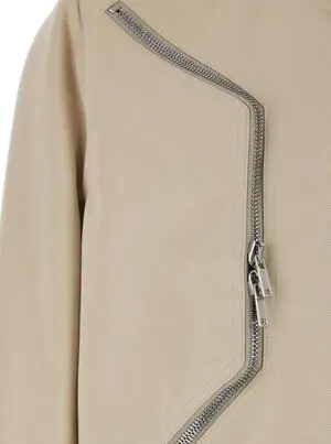 Rick Owens Heizer Flight Bomber Jacket With Bomber Collar And Two Zip Pockets On The Front In Beige Cotton Blend For - Cream