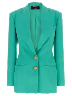 Balmain Logo Button Double-breasted Blazer
