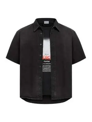 Balenciaga The Door Short-sleeve Hybrid Shirt In Denim - Black
