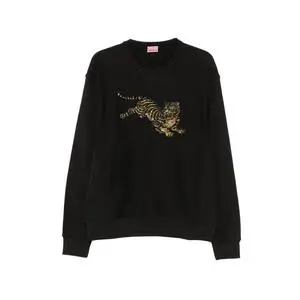 Kenzo Sequin-embellished Tiger Motif Sweatshirt - Black