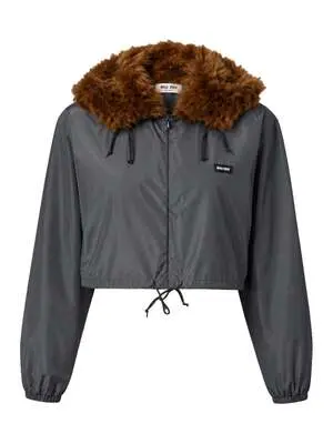 Miu Miu Technical Fabric And Shearling Windbreaker - Multicolor