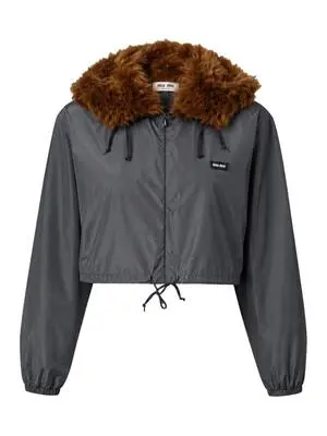 Miu Miu Technical Fabric And Shearling Windbreaker - Multicolor