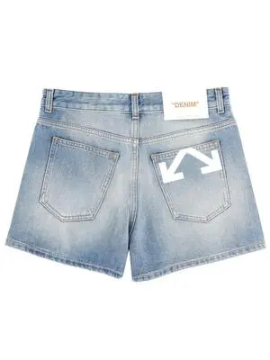 Off-White Regular Fit Denim Shorts - Blue