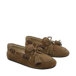 Miu Miu Suede Deck Loafers - Brown