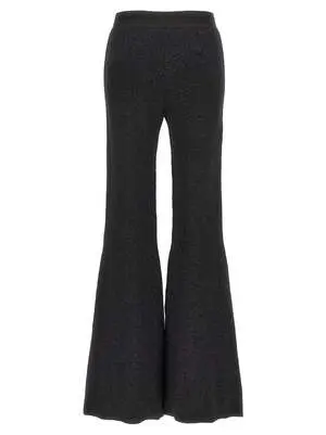 Palm Angels Logo Tape Lurex Knit Flared Pants - Black
