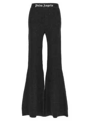 Palm Angels Logo Tape Lurex Knit Pants - Black