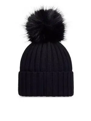 Moncler Wool Beanie With Pom Pom - Black