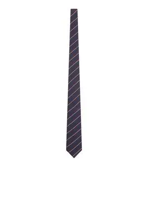Giorgio Armani Silk Tie With Diagonal Stripes - Blue