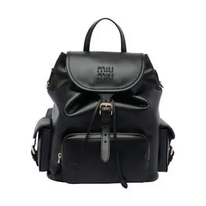 Miu Miu Logo Backpack - Black