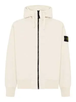 Stone Island Cotton Zip-up Hoodie - Cream