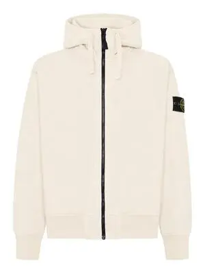Stone Island Cotton Zip-up Hoodie - Cream