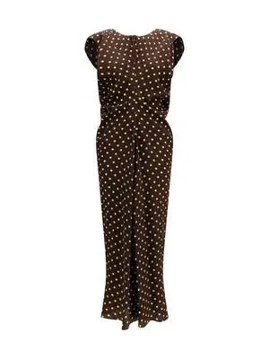 Marni Polka Dot Crepe Dress - Brown