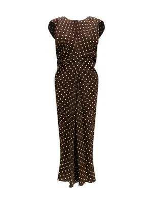 Marni Polka Dot Crepe Dress - Brown