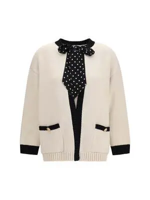 Valentino Garavani Open Polka-dot Bow Cardigan
