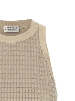 Brunello Cucinelli Dazzling Check Embroidery Top - Cream