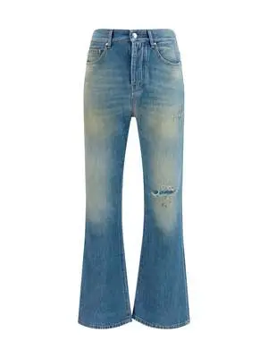 Amiri Slash Flared Distressed Jeans - Blue