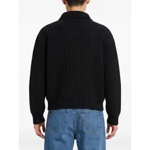 Dries Van Noten Ribbed Knit Wool Cardigan - Black