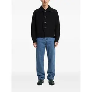 Dries Van Noten Ribbed Knit Wool Cardigan - Black