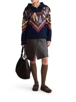 Etro Short Studded Leather Skirt