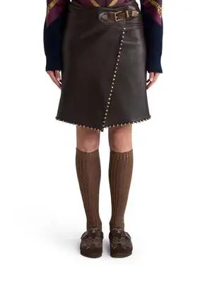 Etro Short Studded Leather Skirt