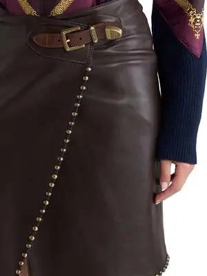 Etro Short Studded Leather Skirt
