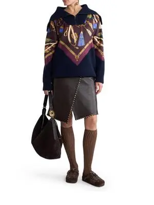 Etro Short Studded Leather Skirt - Black