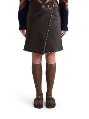 Etro Short Studded Leather Skirt - Black