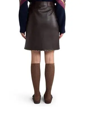Etro Short Studded Leather Skirt - Black