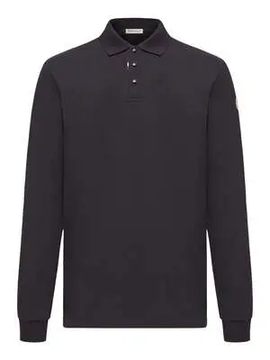Moncler Cotton Piqué Polo Shirt With Logo - Blue