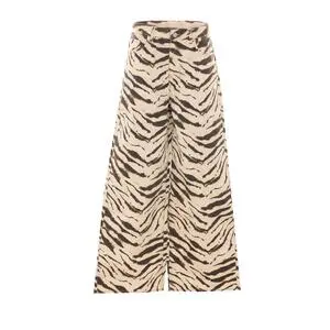 GANNI Lari Wide Jeans In Zebra Denim - Cream