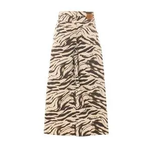 GANNI Lari Wide Jeans In Zebra Denim - Cream