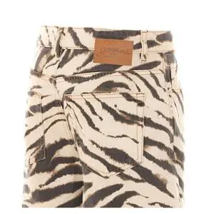 GANNI Lari Wide Jeans In Zebra Denim - Cream
